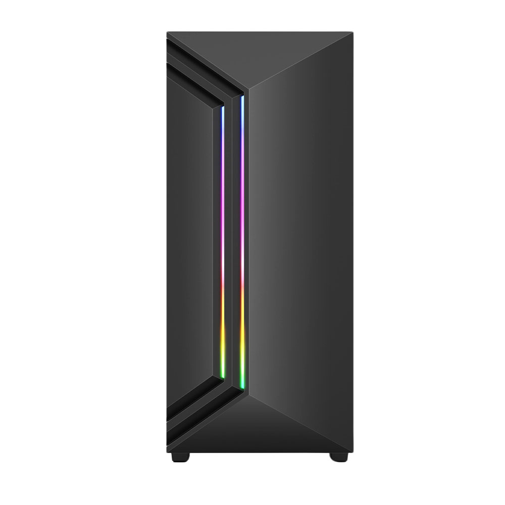 Vida Apollo Black Mid ATX Gaming PC Case, 120mm ARGB LED Fan, LED Stips ...